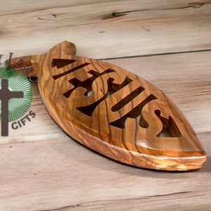 Christian Fish Carved With Jesus Name Christian Wall Art Ichthys Fish ...