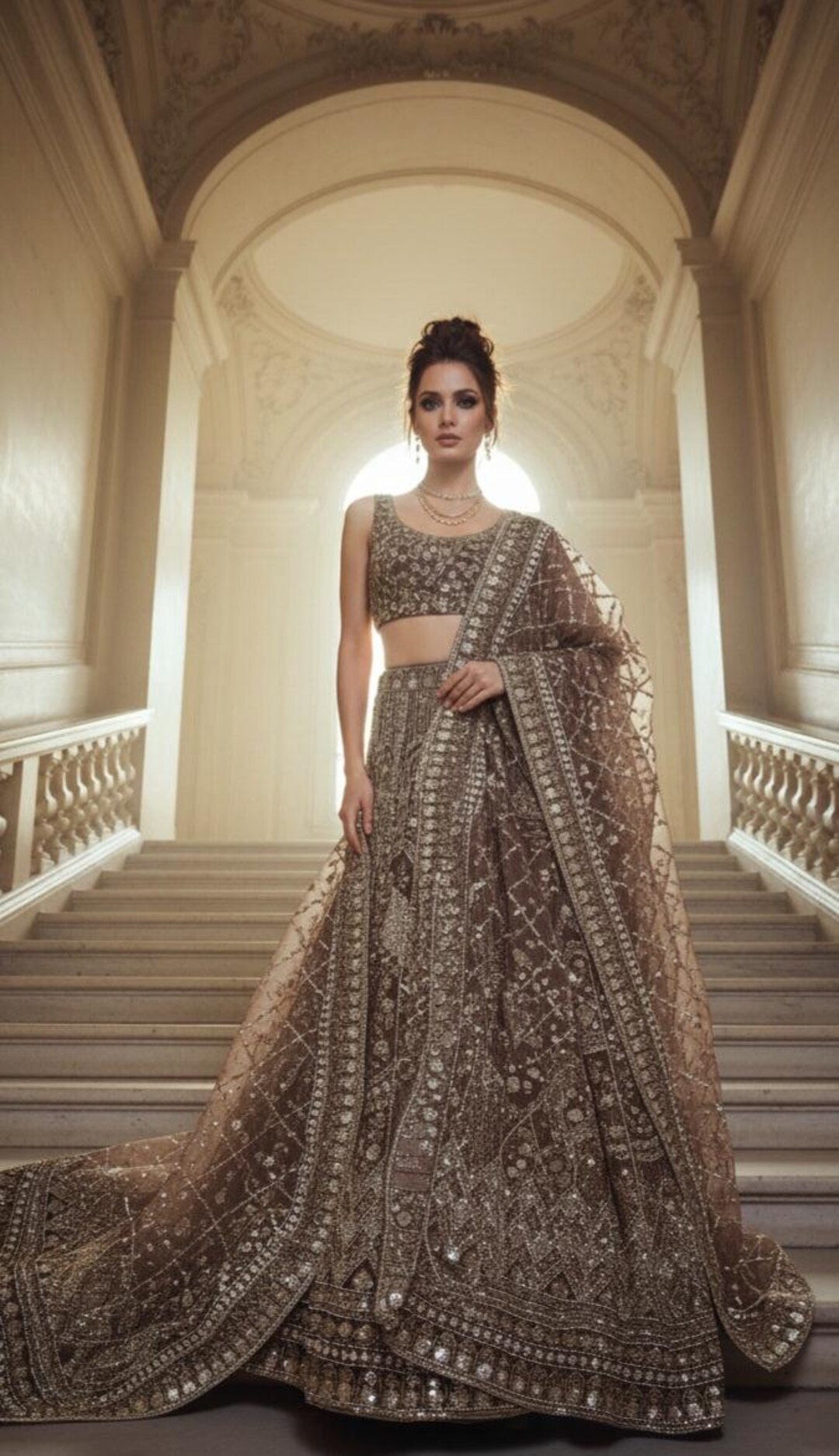 Bronze Sequin Embroidered Bridal Lehenga Set - Etsy