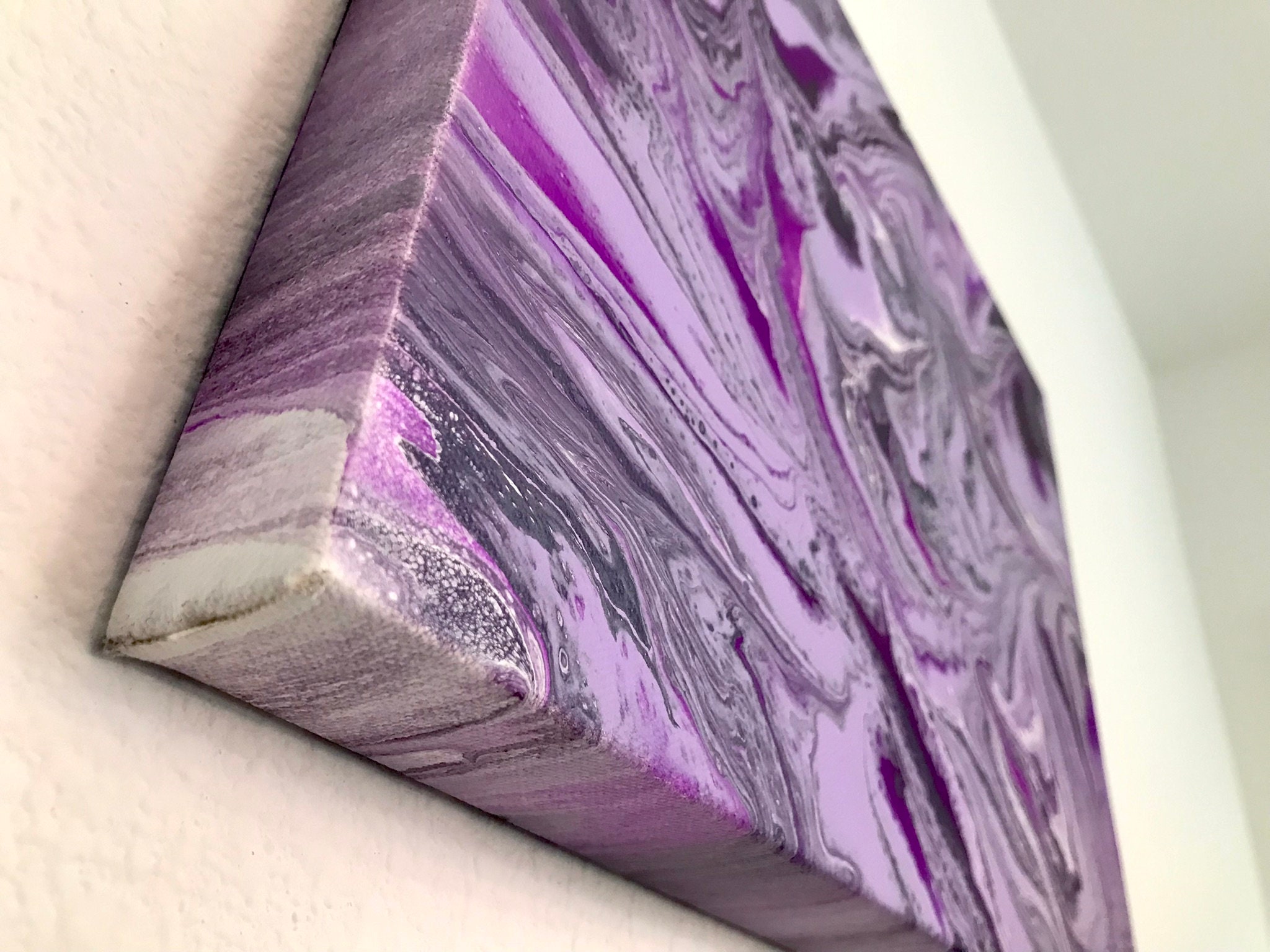 Abstract Acrylic Pour Painting | Purple Swirl Art, 12x16 Canvas - Etsy