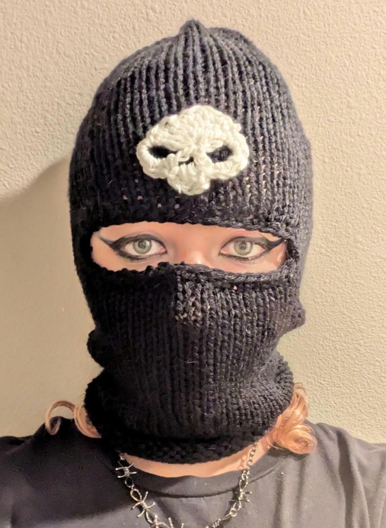 Glow Skull Ski Mask Balaclava Knit Handmade - Etsy