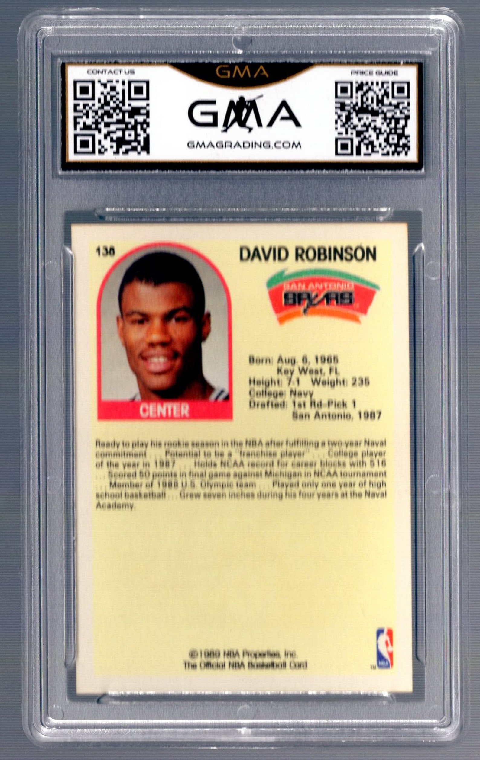 1989 NBA Hoops David Robinson Rookie Card #138 Gem Mint 10 - Etsy