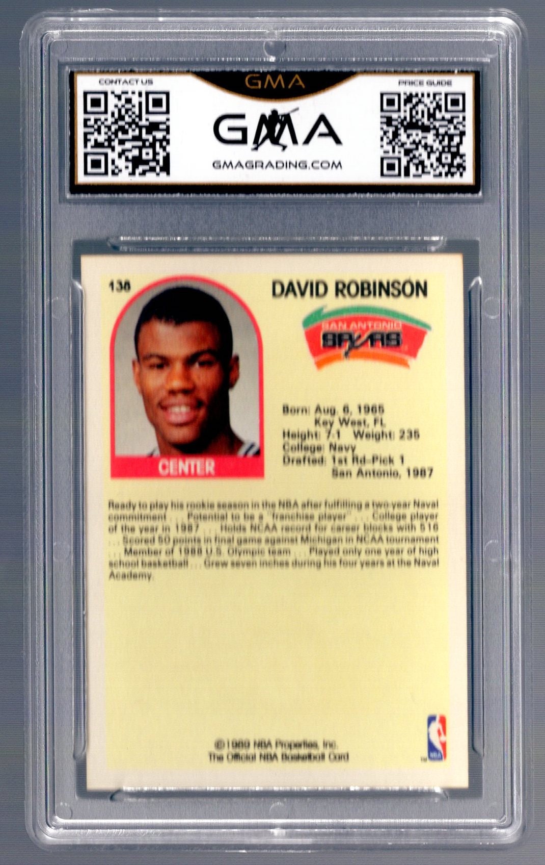 1989 NBA Hoops David Robinson Rookie Card #138 Gem Mint 10 - Etsy