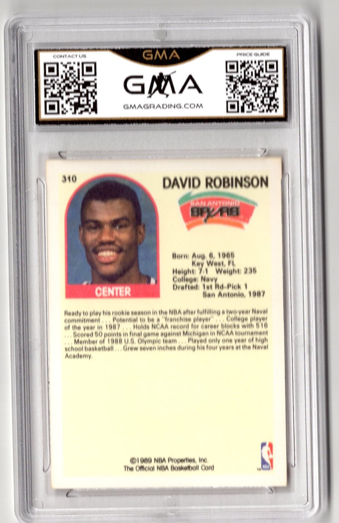 1989 David Robinson NBA Hoops Rookie Card #310 NM+ 7.5 - Etsy