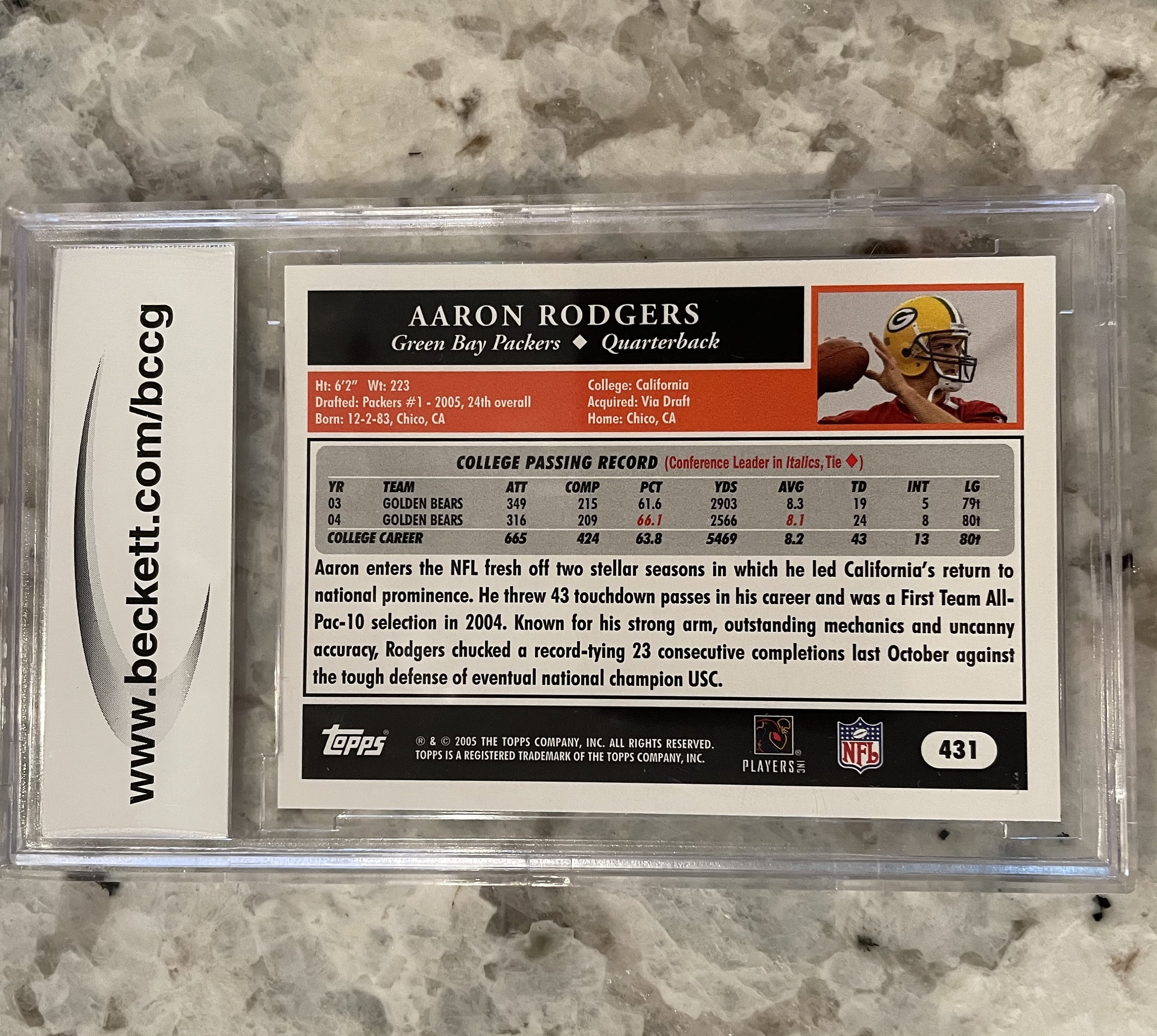 2005 Topps Aaron Rodgers Graded 10 BCCG Rookie Card #431 - Etsy.de