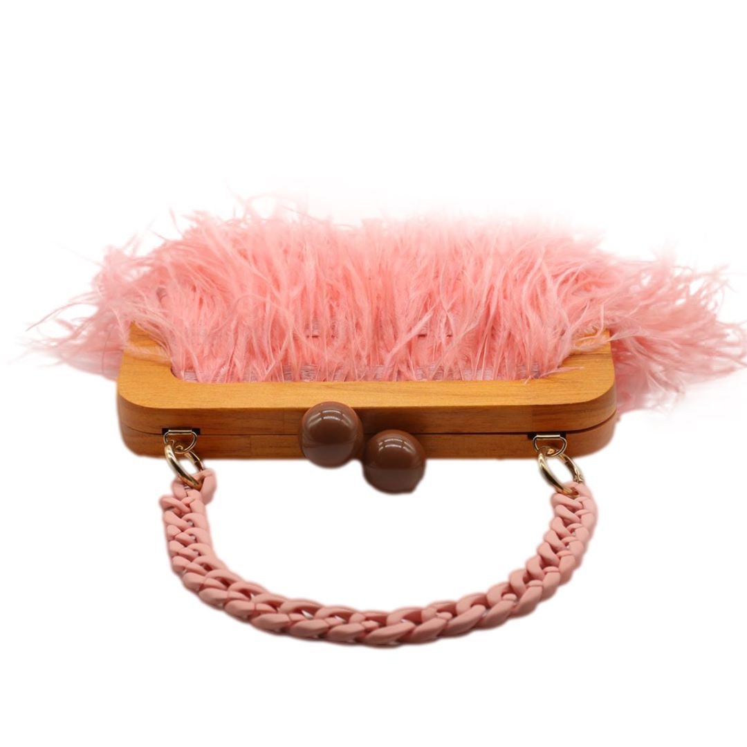 Women's Ostrich Feather Handbags Fluffy Feather Tote Bag Natural ...