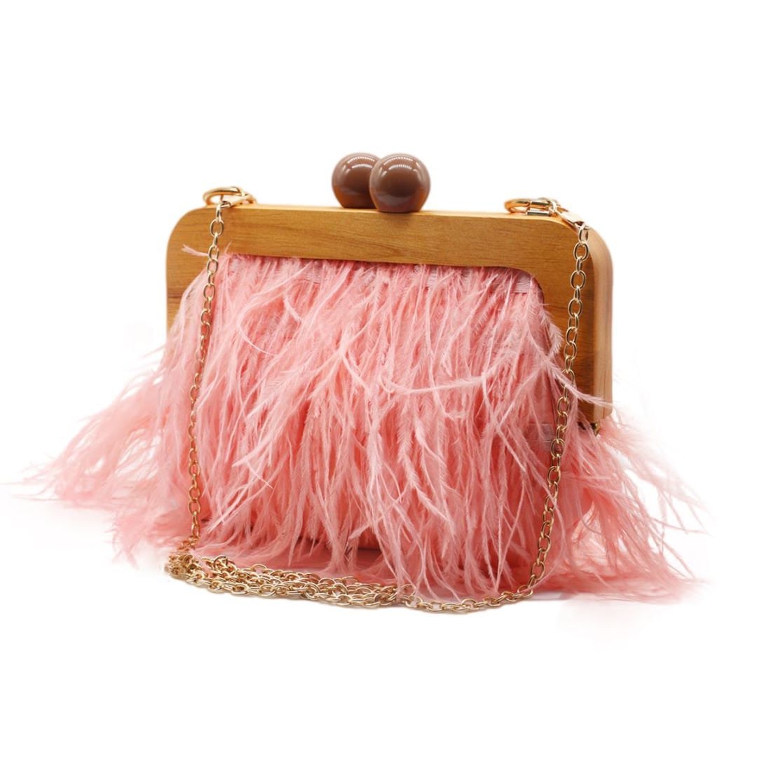 Women's Ostrich Feather Handbags Fluffy Feather Tote Bag Natural ...