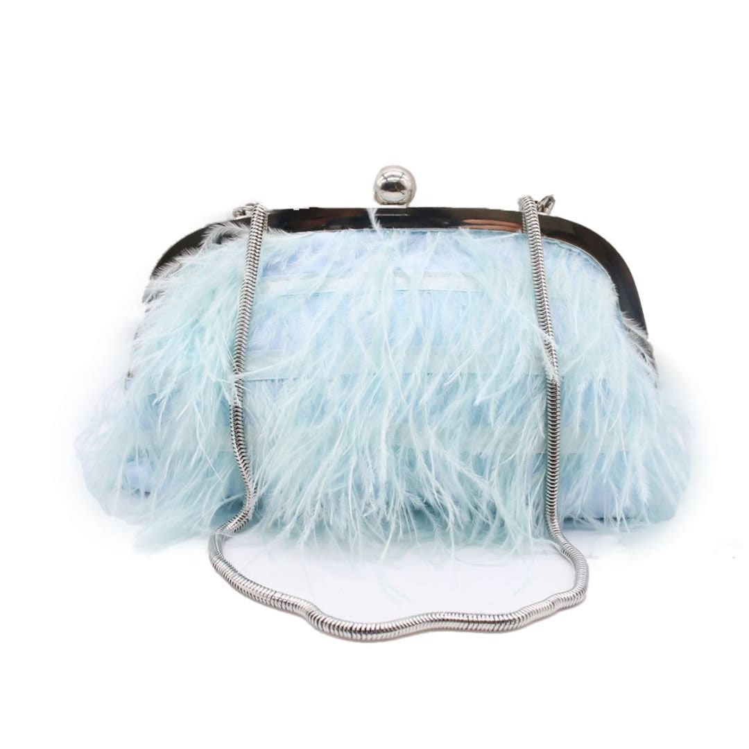 Women Ostrich Feather Clutch Purse Vintage Feather Evening Bags Natural ...