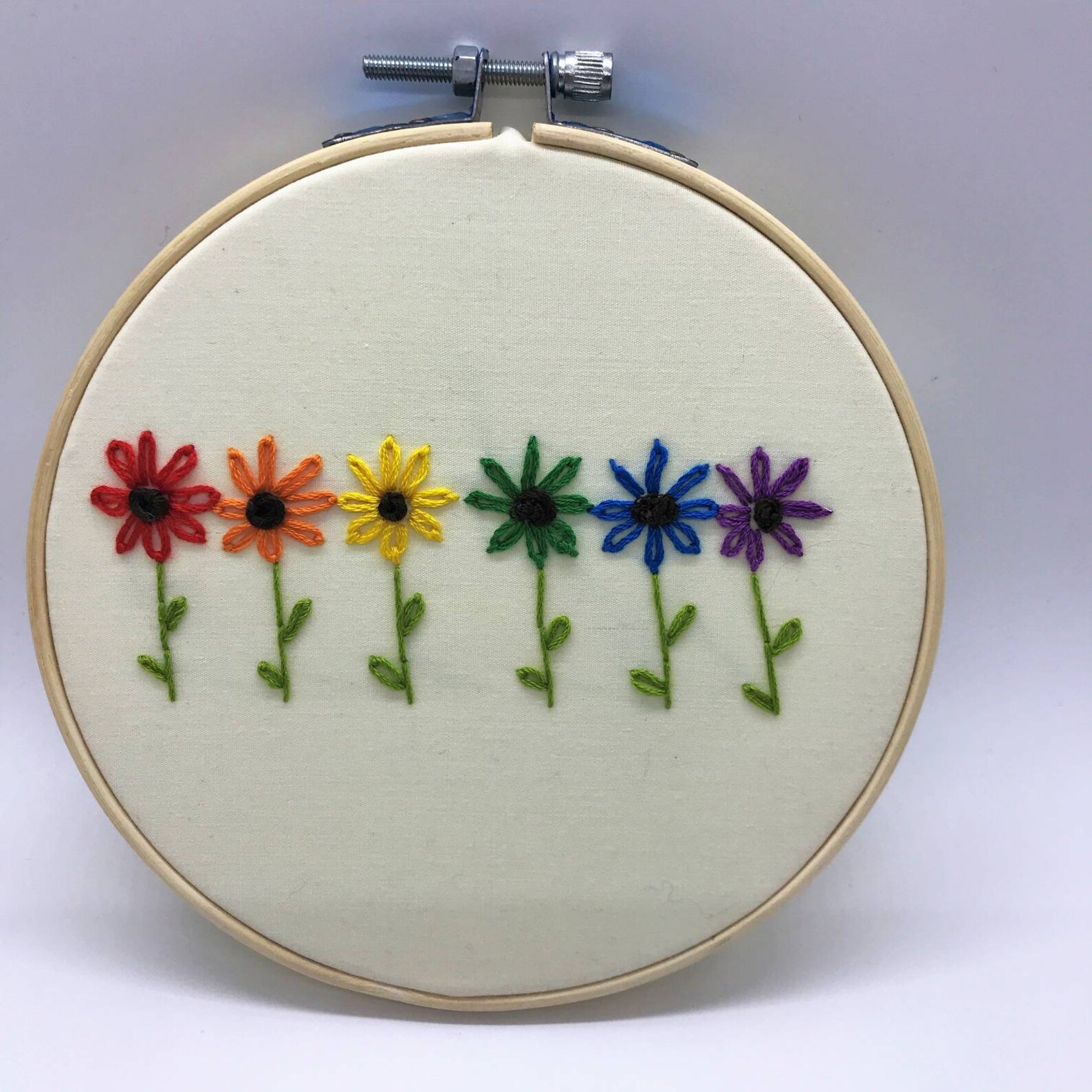 Subtle LGBT Pride Artwork Floral Embroidery 5 Rainbow Pride Flag Framed ...