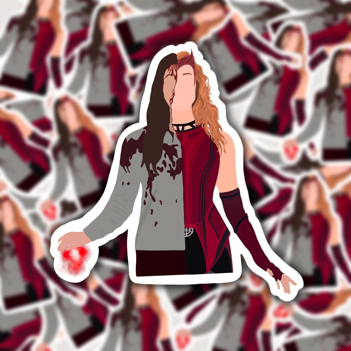 Wanda Maximoff Scarlet Witch Split Sticker Multiple Sizes - Etsy