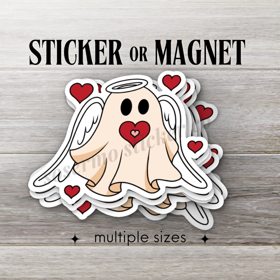 Cute Ghost Angel Sticker or Magnet, Water Resistant, Vinyl Decal for ...