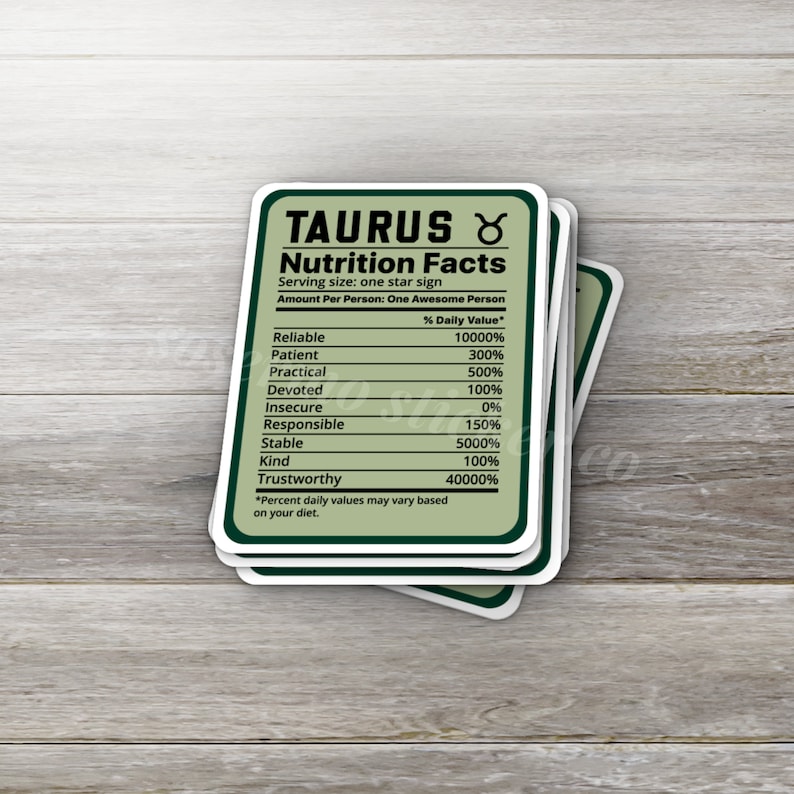 Taurus Zodiac Nutrition Facts Sticker or Magnet - Etsy