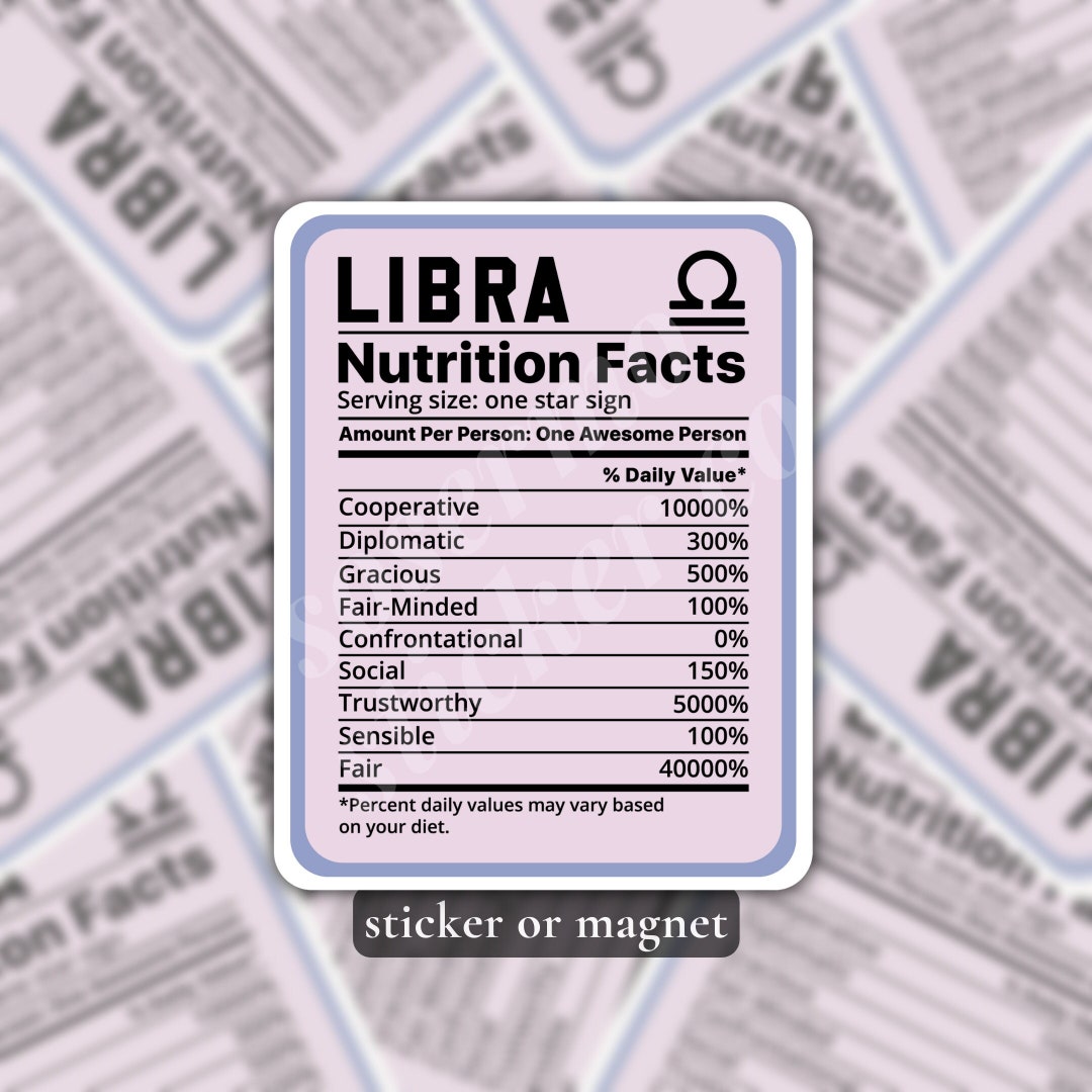 Libra Zodiac Ingredients List Sticker or Magnet, Multiple Sizes, Libra ...
