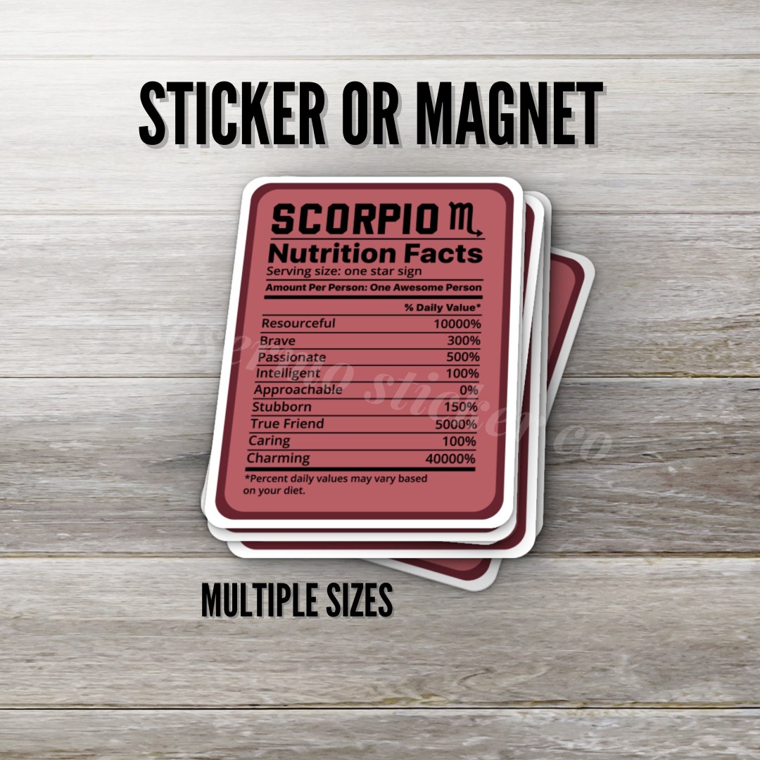 Scorpio Zodiac Ingredients List Sticker or Magnet, Multiple Sizes ...