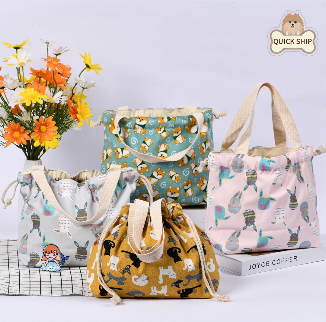 Totoro Lunch Bag, Yellow Kitten Bento Tote, Green Shiba Inu Dog Lunch ...