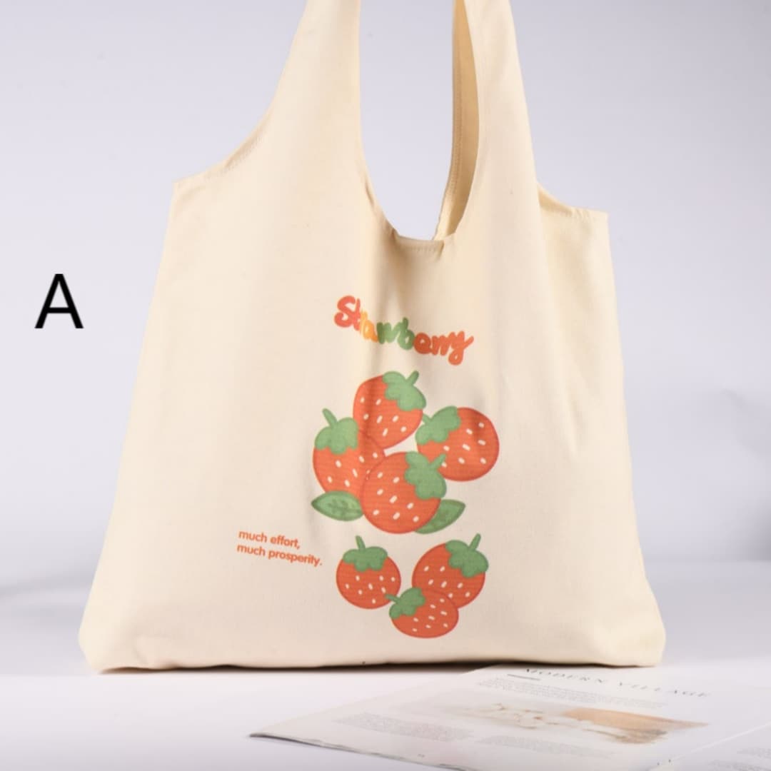 Clearance XL Orange/strawberry/girl/croissants/doggy Shoulder Bag ...