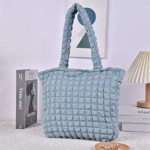 Medium Cloud Puff Cotton Shoulder Bag, Beige/blue Bubble Stretchable ...