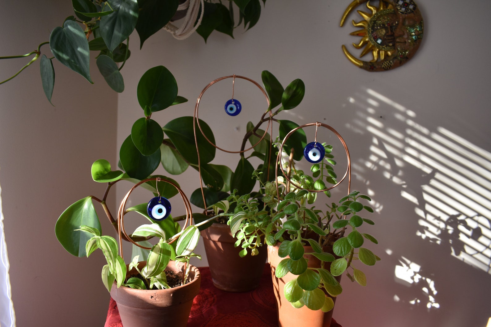 Evil Eye Copper Plant Trellis / Evil Eye Decor / Crystal Plant Trellis ...