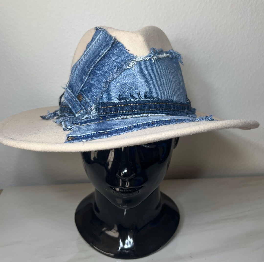 Wide Brim Custom Denim Hat - Etsy