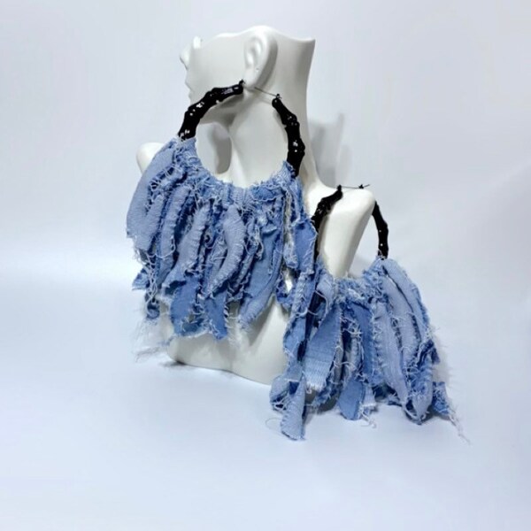 Denim Earrings - Etsy