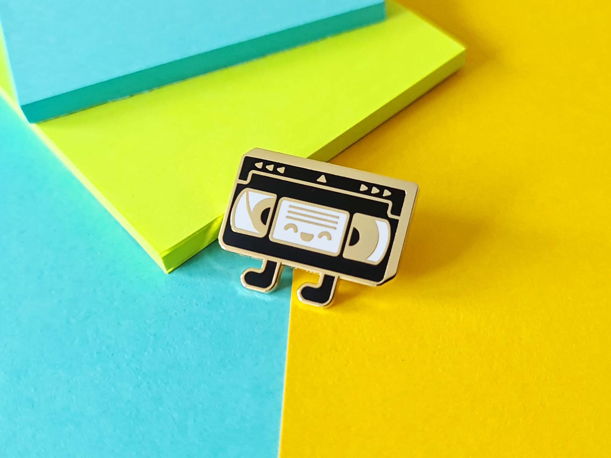 Retro Video Tape Enamel Pin, VHS Enamel Pin, 80's Retro Badge, Cute ...