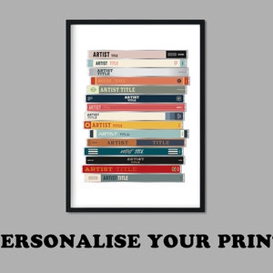 Personalised CD Stack Print, Retro Music Poster, Custom Favourite Song ...