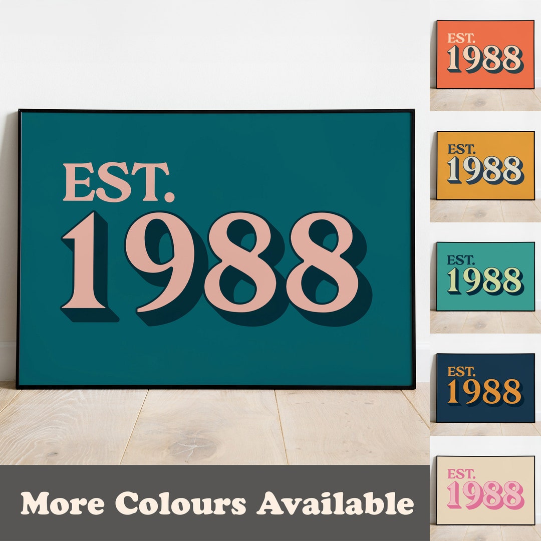 Personalised Year Print, Birth Date Year Poster, Anniversary Year Gift ...
