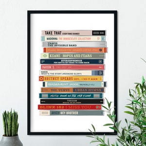 Personalised CD Stack Print, Retro Music Poster, Custom Favourite Song ...
