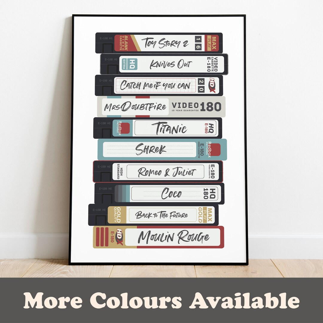 Personalised Video Tape Print, Retro Movie Poster, Custom Favourite ...