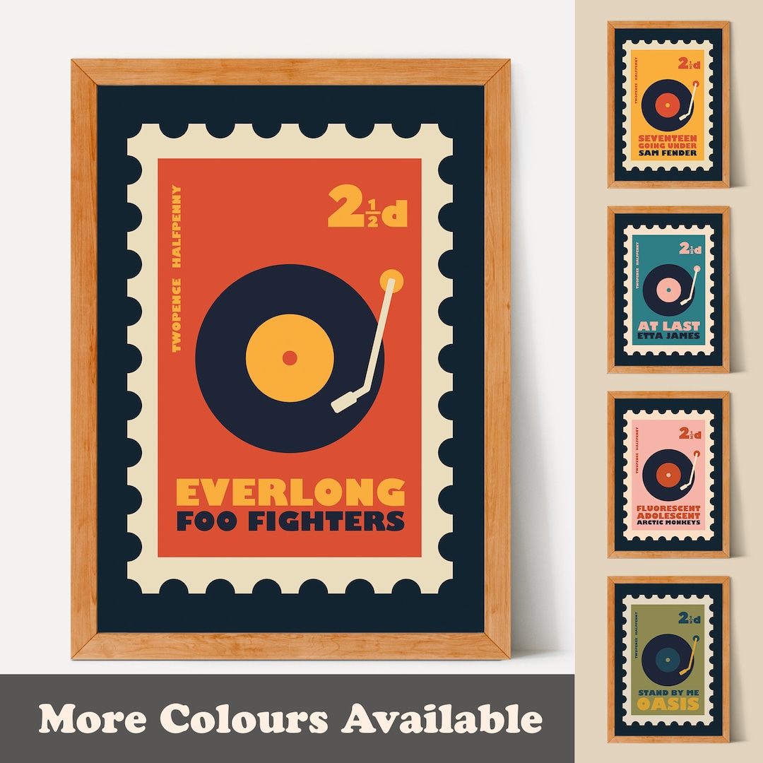 Personalised Vinyl Record Print, Favourite Song Gift, Mid Century Wall ...