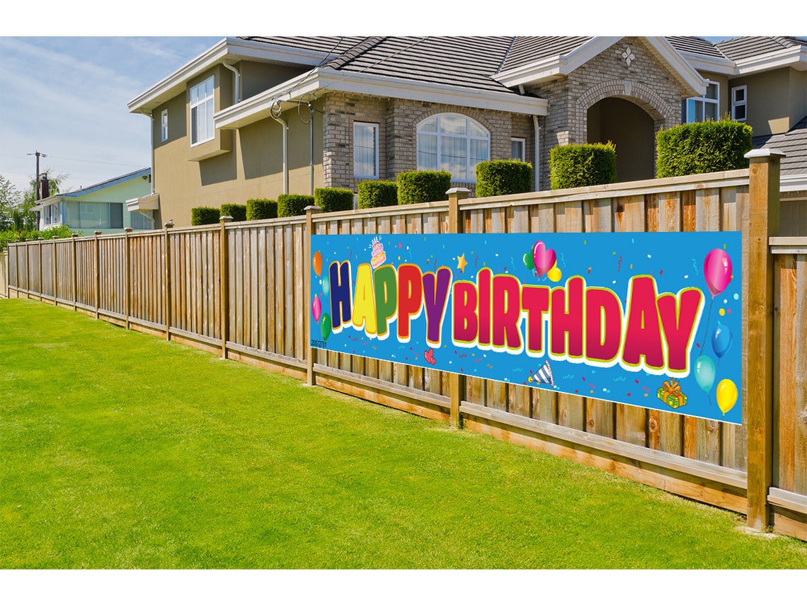 Custom Happy Birthday Fence Banner Outdoor Garden Sign Fence | Etsy