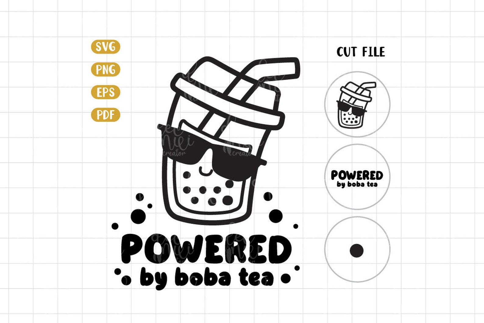 Powered by Boba Tea | Bubble Tea Svg | Kawaii Tea Svg | Boba Tea Svg ...