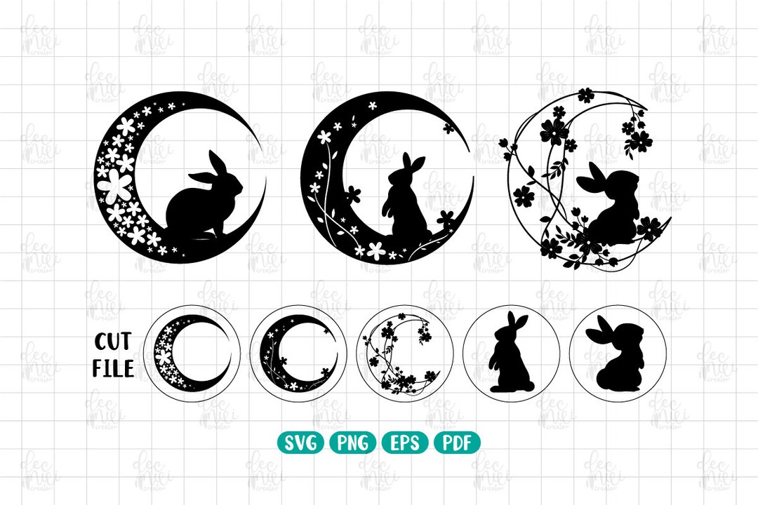 Magic Moon Phase Rabbit Svg, Mystical Rabbit Svg, Moon Bunny Svg ...
