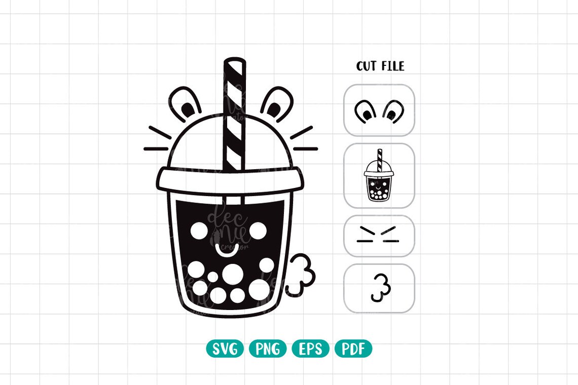 Cute Bubble Tea Bunny SVG Cut File Cute Boba Bubble Tea Milk - Etsy