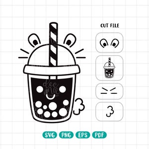 Cute Bubble Tea Bunny SVG Cut File, Cute Boba Bubble Tea, Milk Tea ...
