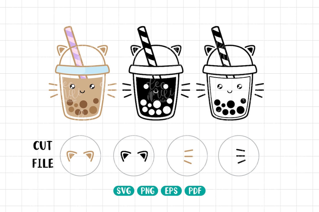 Cute Bubble Tea SVG Cut File, Cute Boba Bubble Tea, Milk Tea Clipart ...