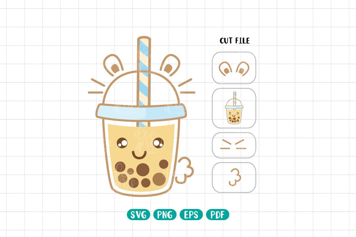 Cute Bubble Tea Bunny SVG Cut File Cute Boba Bubble Tea Milk - Etsy