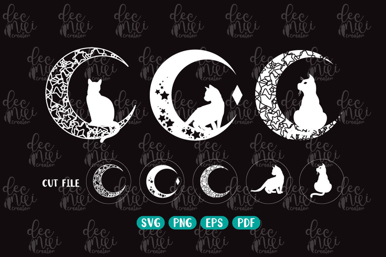 Moon Cat Svg Mystical Black Cat Png Moon and Cat Svg Black - Etsy