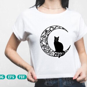 Moon Cat Svg, Mystical Black Cat Png, Moon and Cat Svg, Black Cat ...