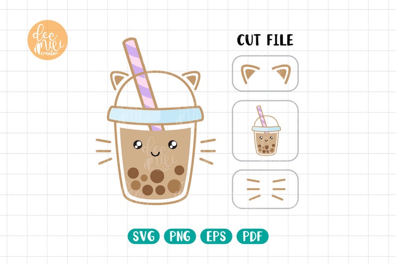 Cute Bubble Tea SVG Cut File Cute Boba Bubble Tea Milk Tea | Etsy