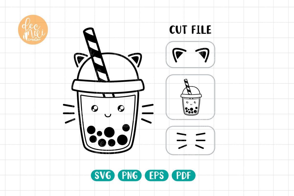 Cute Bubble Tea SVG Cut File Cute Boba Bubble Tea Milk Tea | Etsy