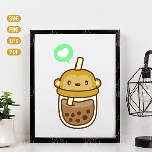 Animal Bubble Tea, Bubble Tea SVG Cut File, Cute Boba Tea, Milk Tea ...