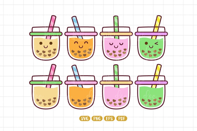 Bubble Tea Collection No. 02 SVG File Cute Boba Tea Milk - Etsy