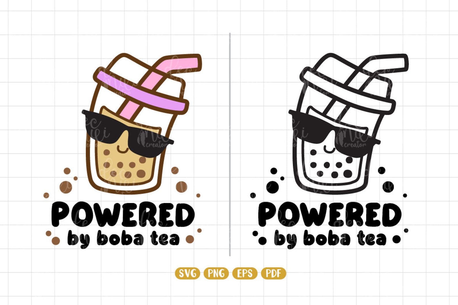 Powered by Boba Tea | Bubble Tea Svg | Kawaii Tea Svg | Boba Tea Svg ...