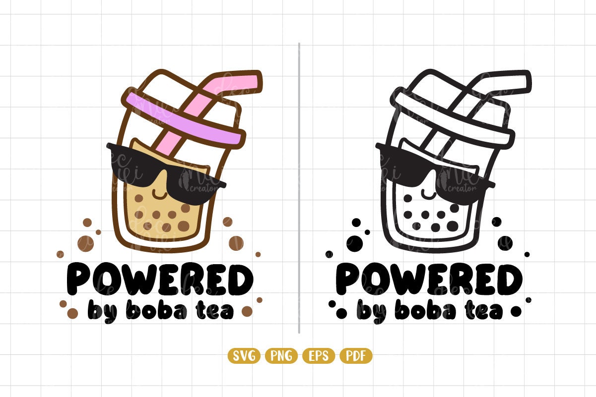Powered by Boba Tea | Bubble Tea Svg | Kawaii Tea Svg | Boba Tea Svg ...
