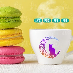 Moon Cat Svg, Mystical Black Cat Png, Moon and Cat Svg, Black Cat ...