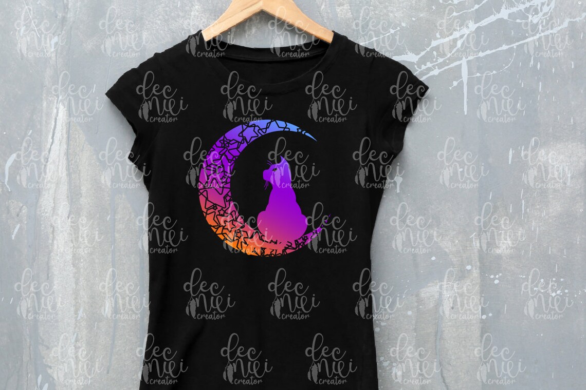 Moon Cat Svg Mystical Black Cat Png Moon and Cat Svg Black | Etsy