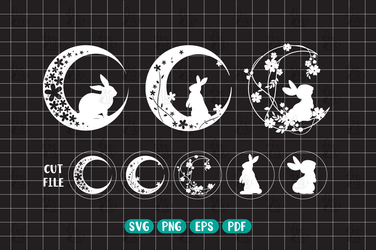 Magic Moon Phase Rabbit Svg, Mystical Rabbit Svg, Moon Bunny Svg ...