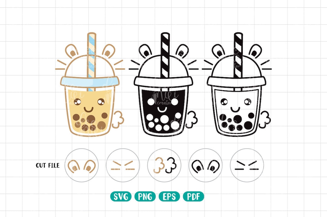 Cute Bubble Tea Bunny SVG Cut File, Cute Boba Bubble Tea, Milk Tea ...