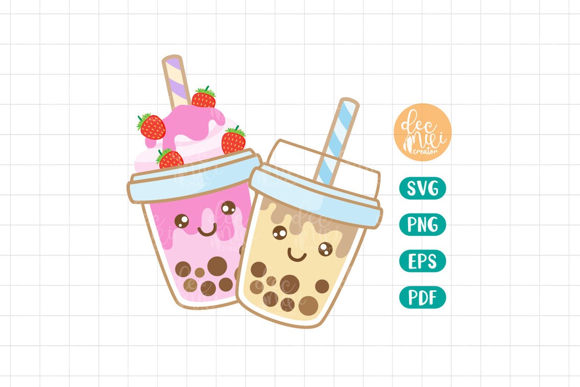 Sweet Bubble Tea SVG Cut File Cute Boba Tea Milk Tea Clipart - Etsy
