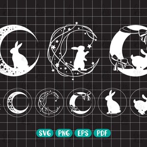 Moon Bunny Svg, Mystical Black Bunny Png, Moon and Rabbit Svg, Moon Svg ...